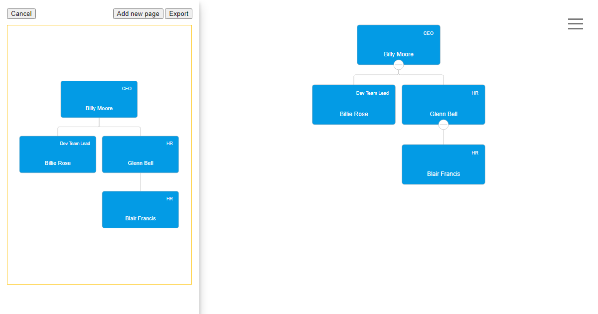 PDF Preview with Header and Footer - OrgChart JS